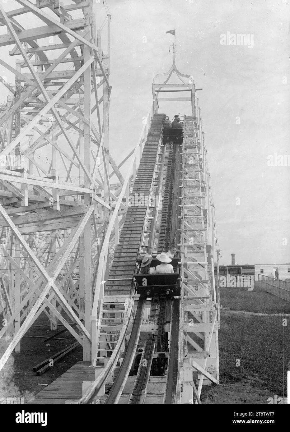 Roller coaster car on Black and White Stock Photos & Images - Alamy