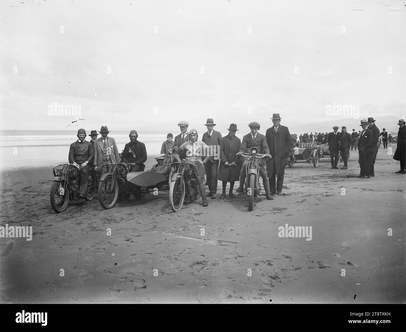 Motorcycle rally, New Brighton beach, Christchurch, New Zealand, ca ...