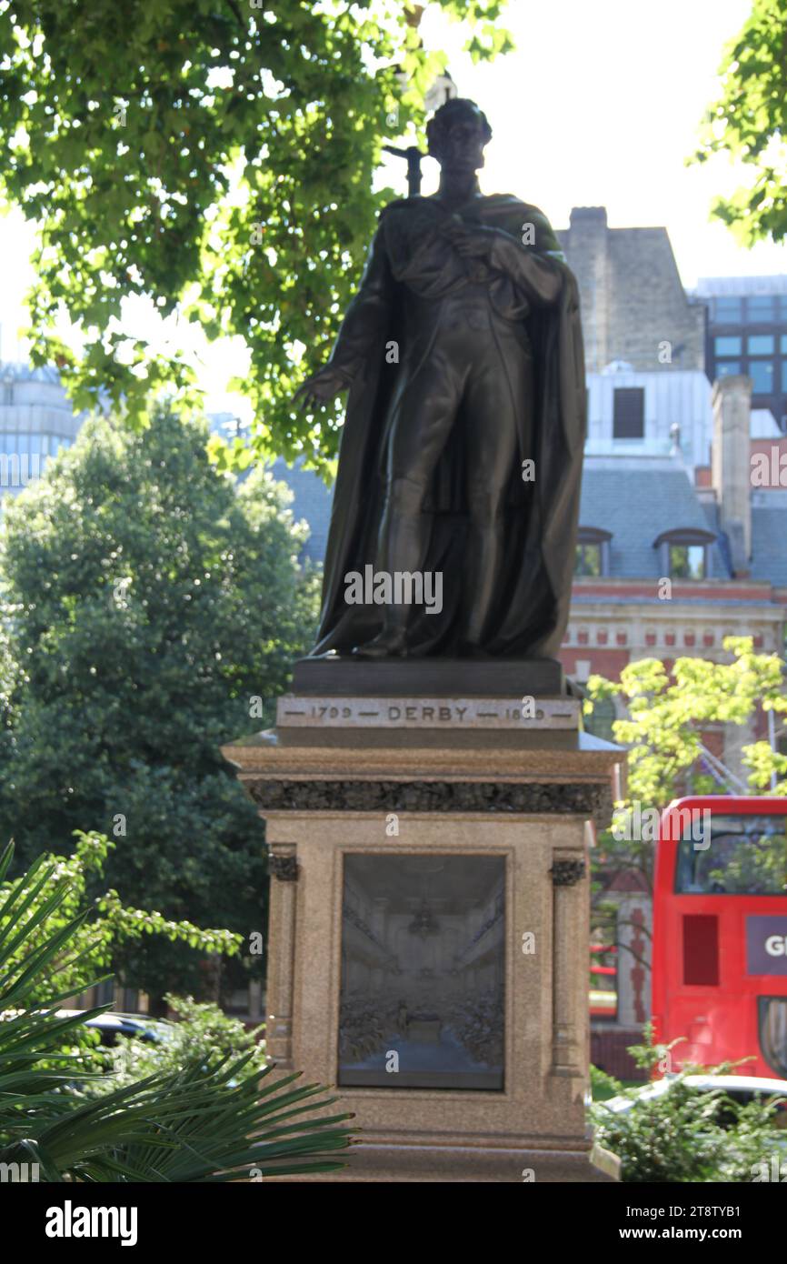 Palace of Westminster Statue of Derby, London, England, UK Stock Photo ...