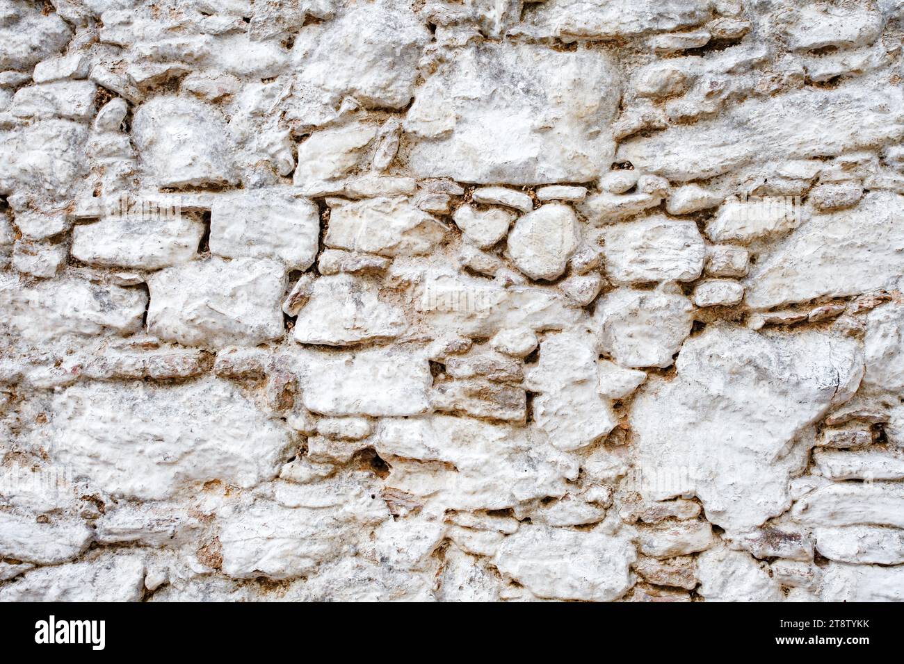 Wall old made of big crooked broken stones, rough blocks background ...