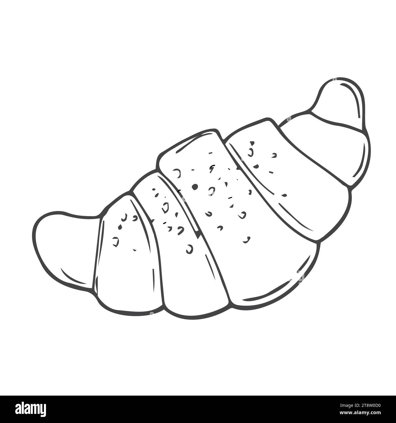 Vector hand drawn croissant icon badge bakery for design menu cafe ...