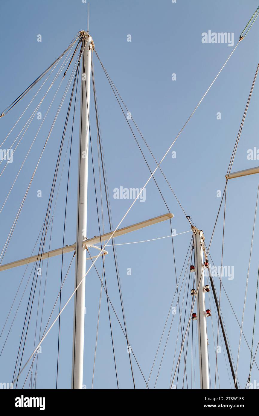 Masts, ropes and rope rigging accessory on yachts sailing vessels in ...