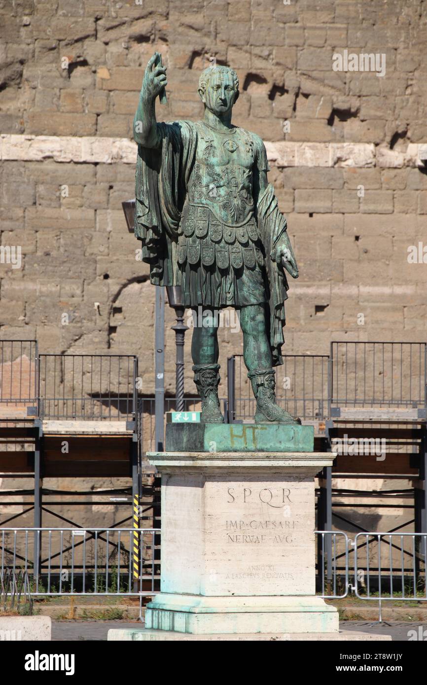 Roman Bronze Statue of Julius Caesar Near Forum, Ancient Rome Historic ...