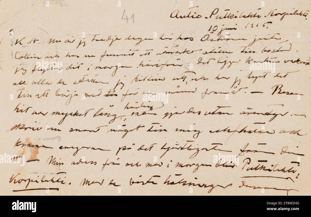 Letters sent, Hugo Simberg to his wife Anni Simberg (née Bremer) 10.6. ...