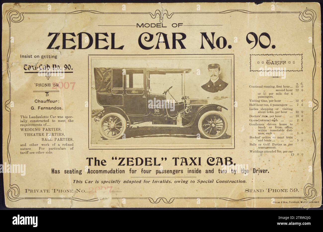 Taxis come to Wellington, New Zealand, circa 1909, Model of Zedel Car no. 90, the 'Zedel' taxi ...