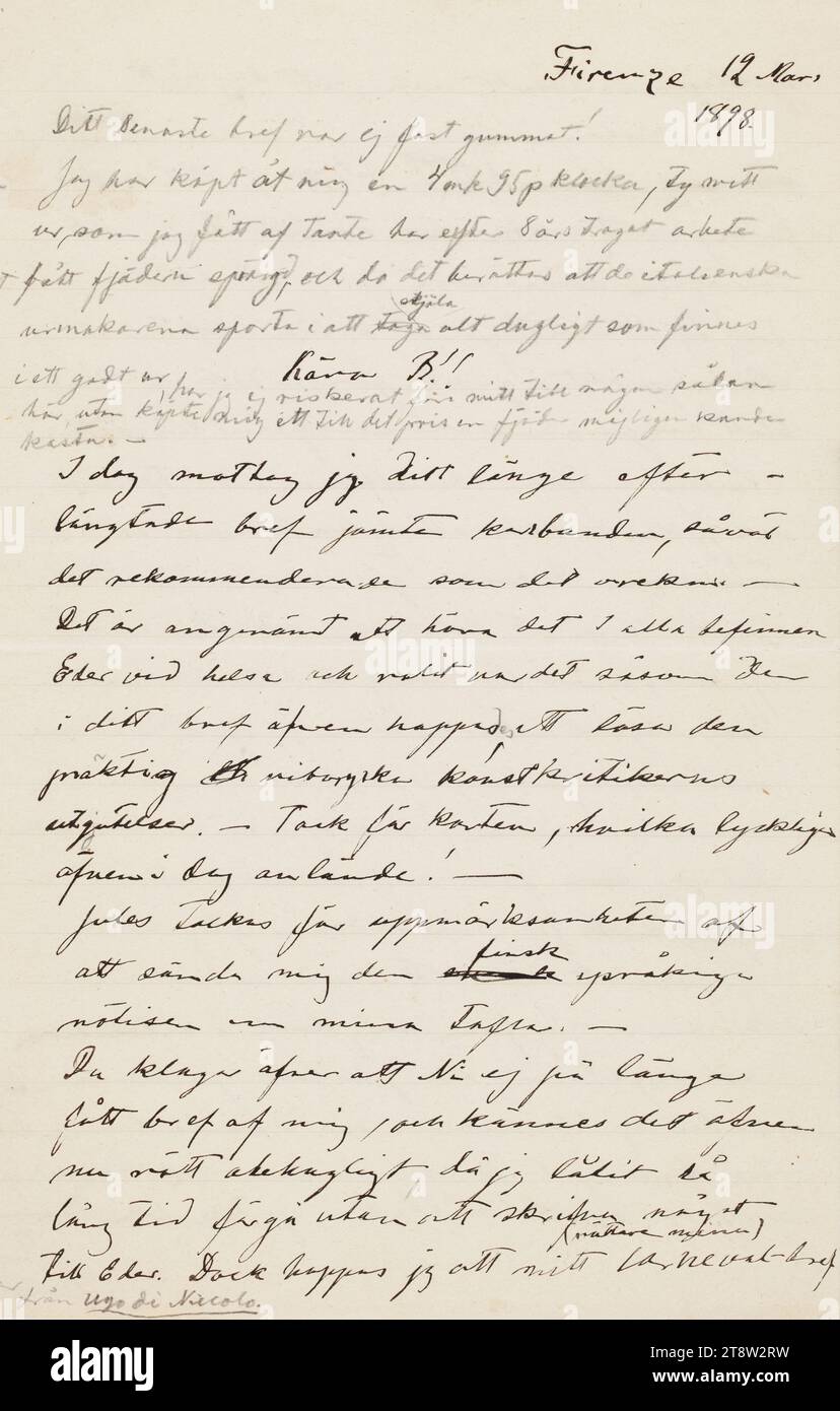 Letters sent, Hugo Simberg to his twin brother Paul Simberg, 12.3.1898 ...