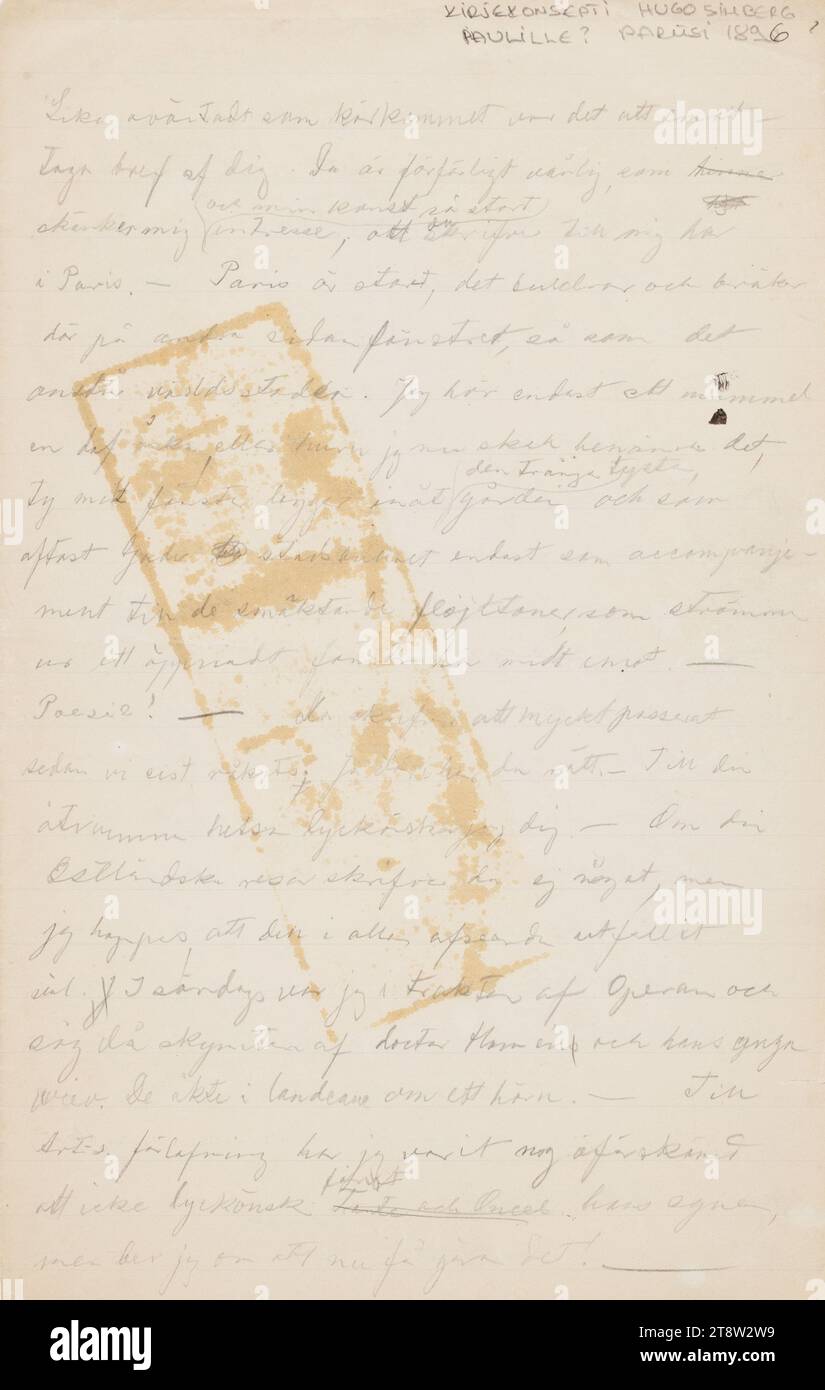 Letters sent, Hugo Simberg to his twin brother Paul Simberg from Paris ...