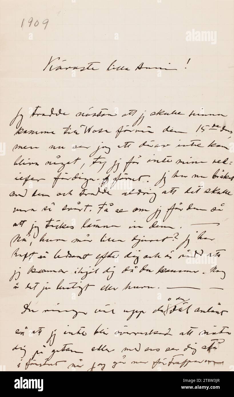 Letters sent, Hugo Simberg to his wife Anni Simberg (née Bremer) 1909 ...