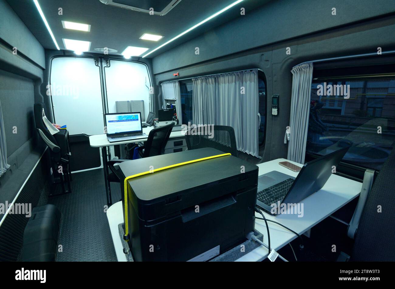 Mobile state administrative services office set in the interior of mini ...