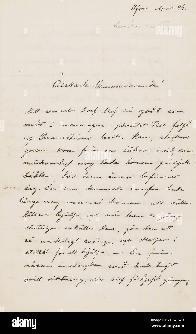 Letters sent, Hugo Simberg to his mother Ebba Mathilda Simberg and ...