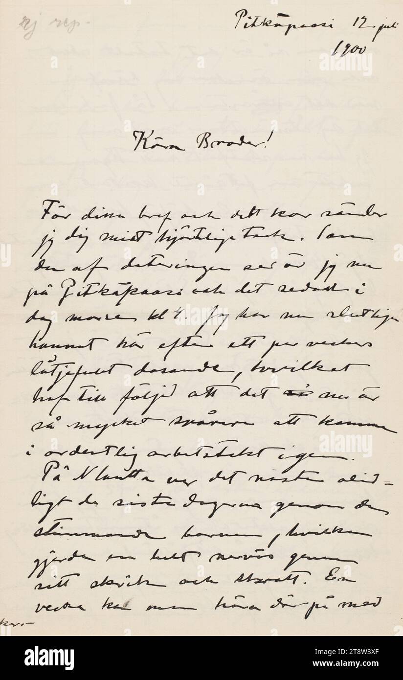 Letters sent, Hugo Simberg to his twin brother Paul Simberg, 12-13 July ...