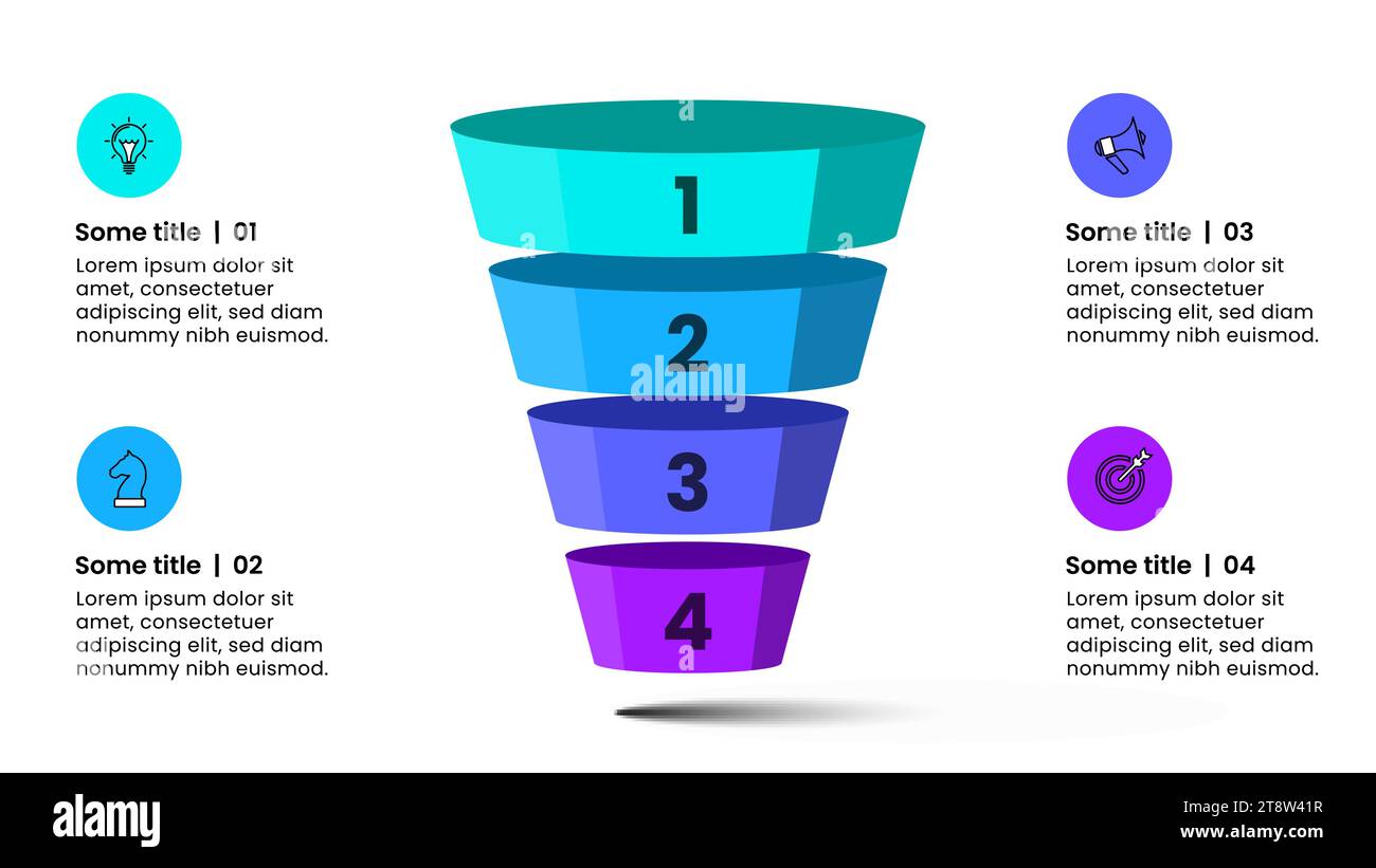 Infographic template with icons and 4 options or steps. Funnel. Can be ...