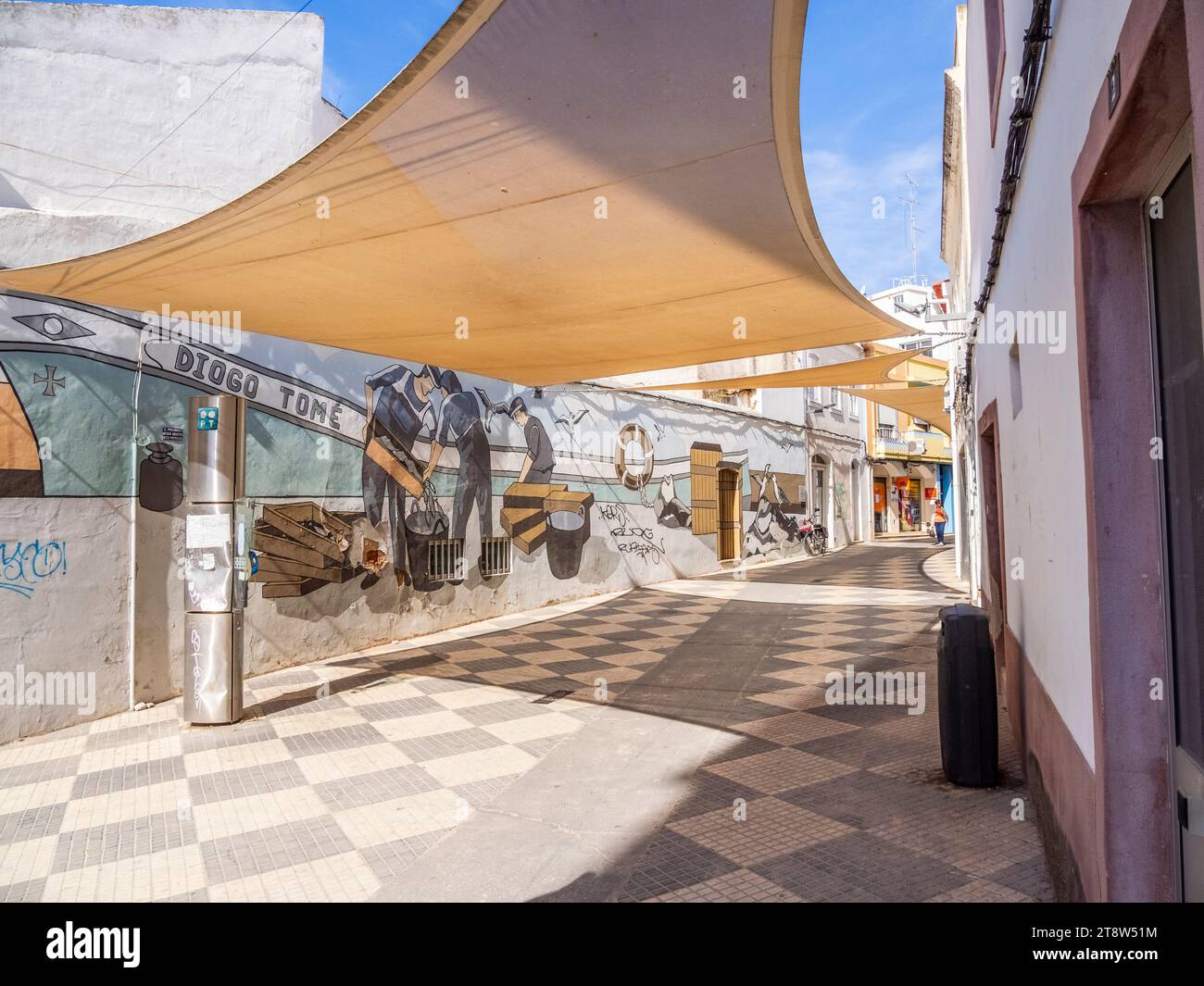 Old town area of Portimao in the Faro District of the Algarve in ...