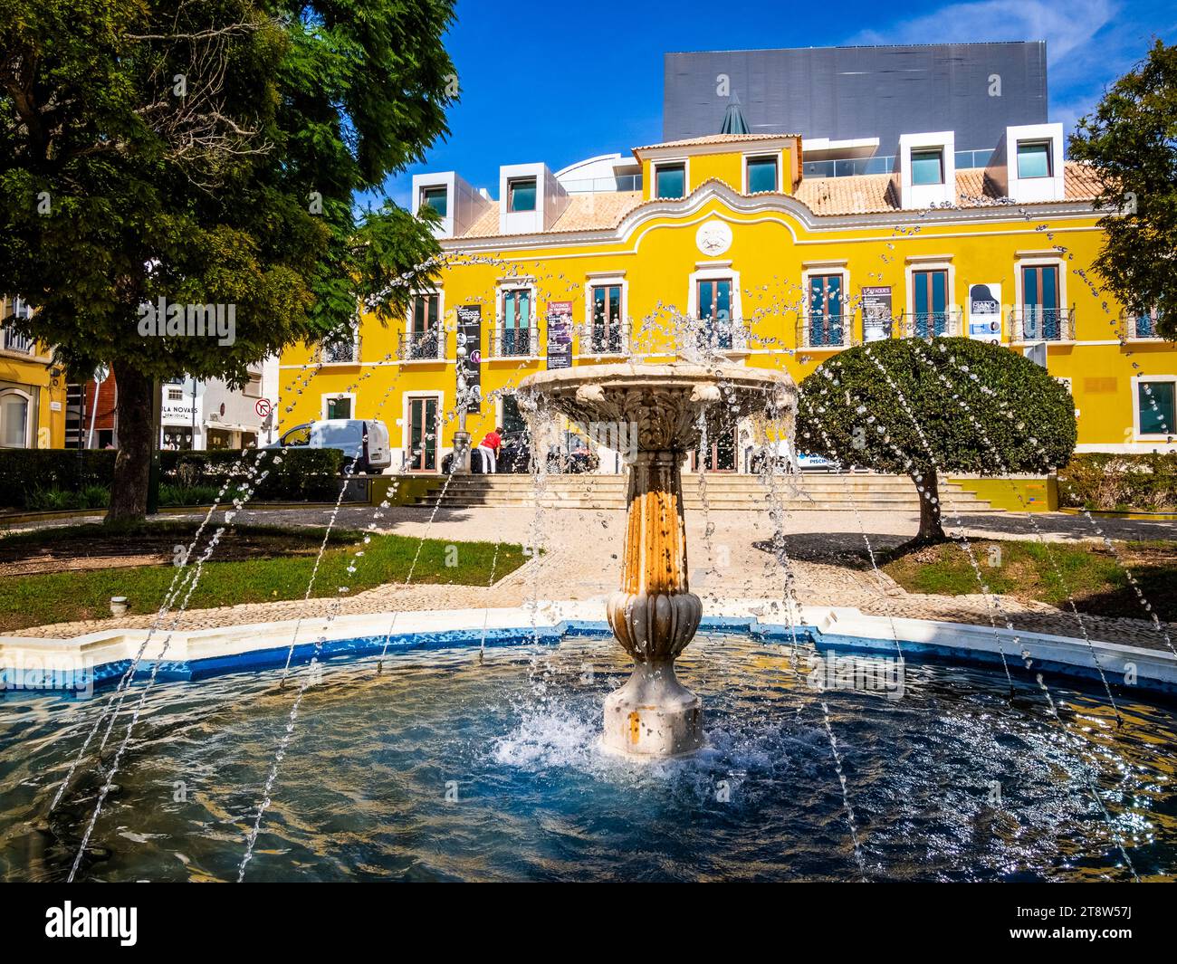 Fountain in the old town area of Portimao in the Faro District of the ...