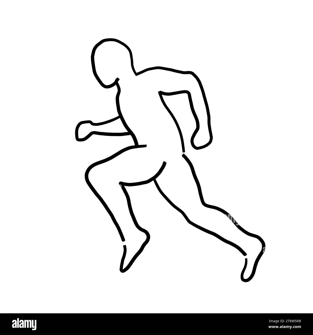 Runner outline simple line vector illustration. Running athlete sprint silhouette hand drawn ...