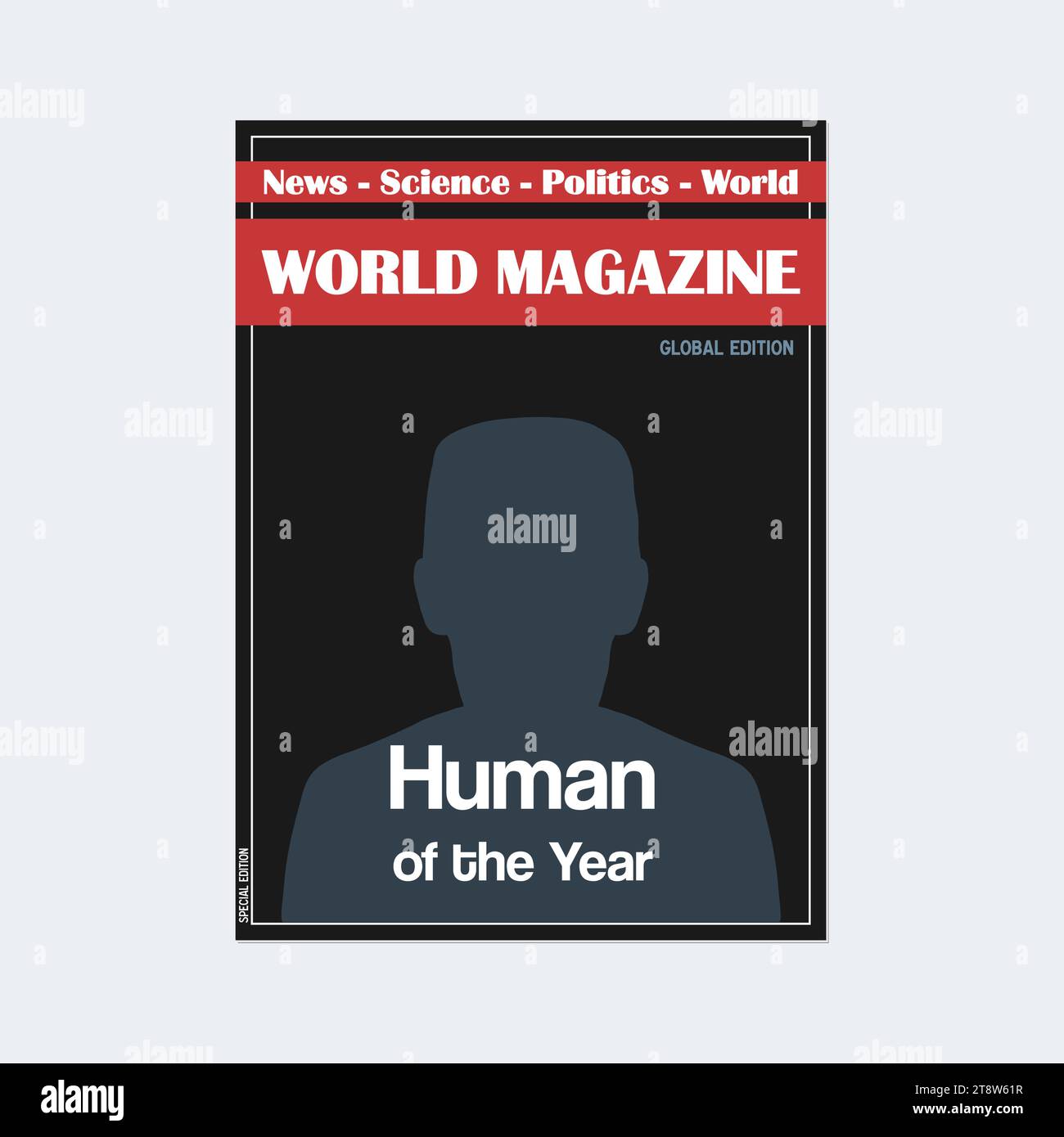 Magazine front page template. Blank vector generic magazine mockup with ...