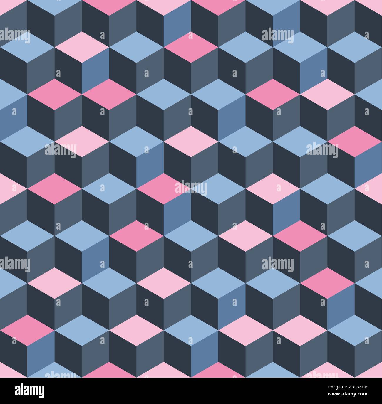 Abstract cube pattern. 3D optical illusion tumbling blocks hexagon ...