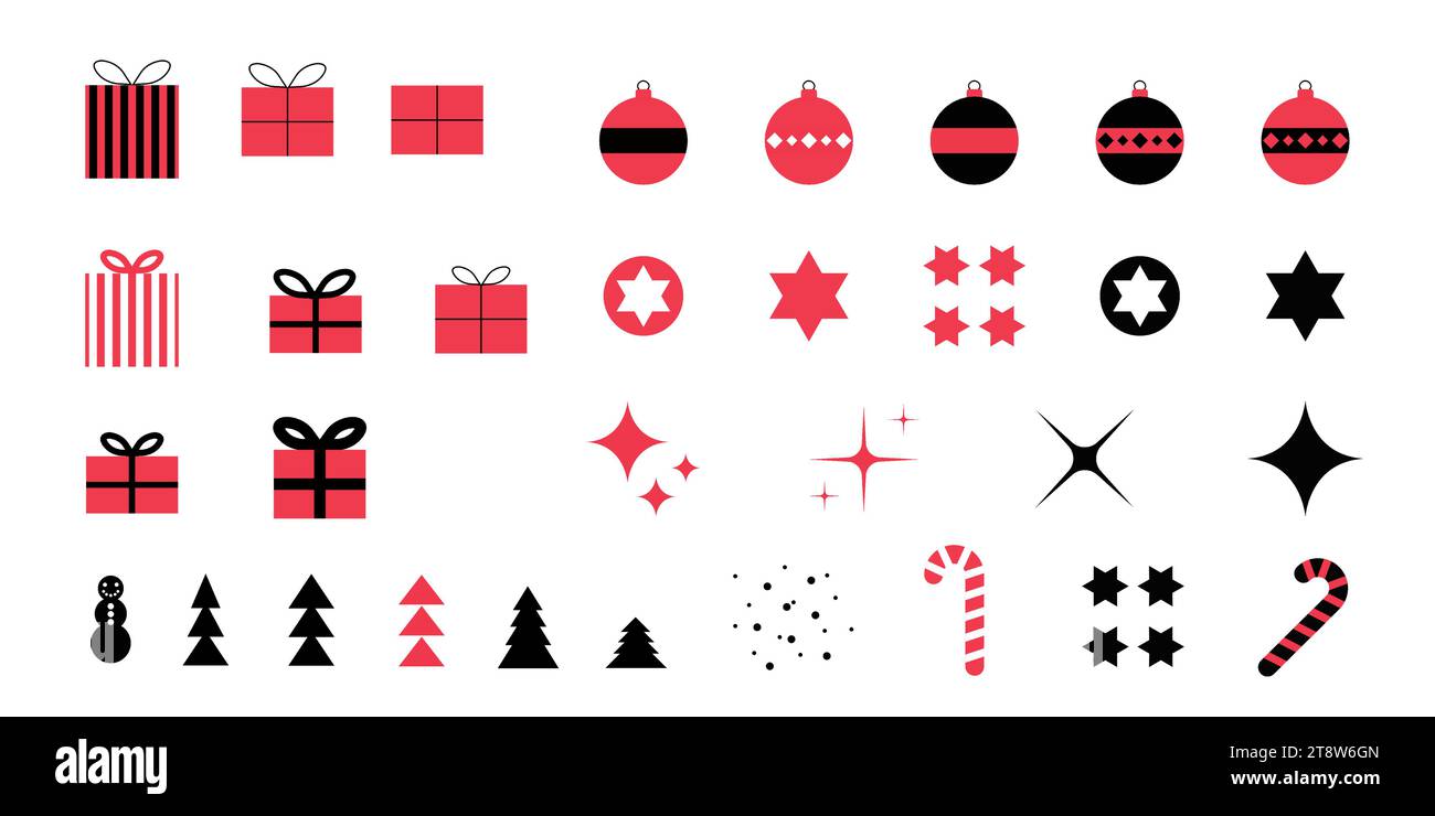 Modern Christmas design element set. Cute Christmas isolated objects in ...