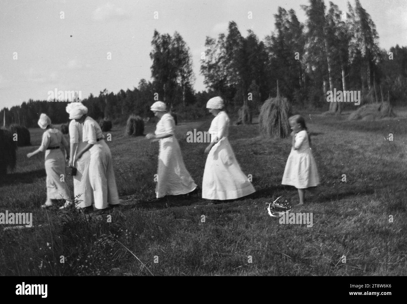 Hugo Simberg, 24.6.1873, Hamina, 12.7.1917, Ähtäri, haymaking, Elma ...