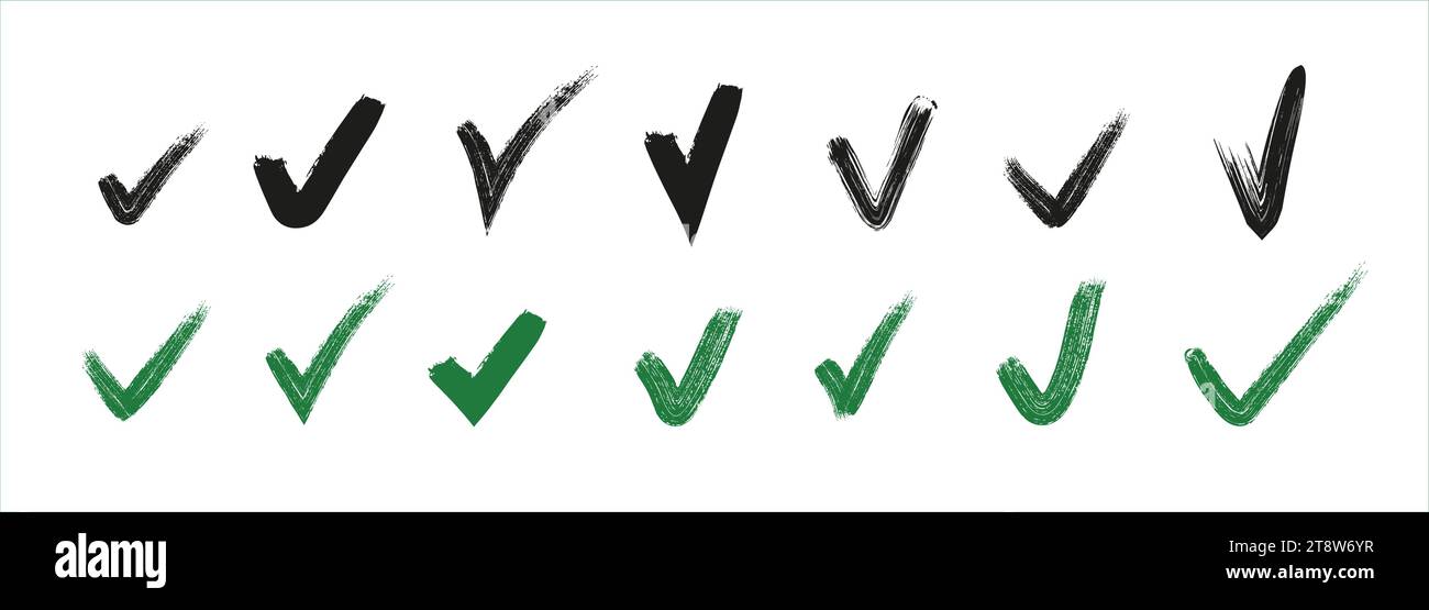Painted tick mark collection. Check yes symbol vector illustration set ...