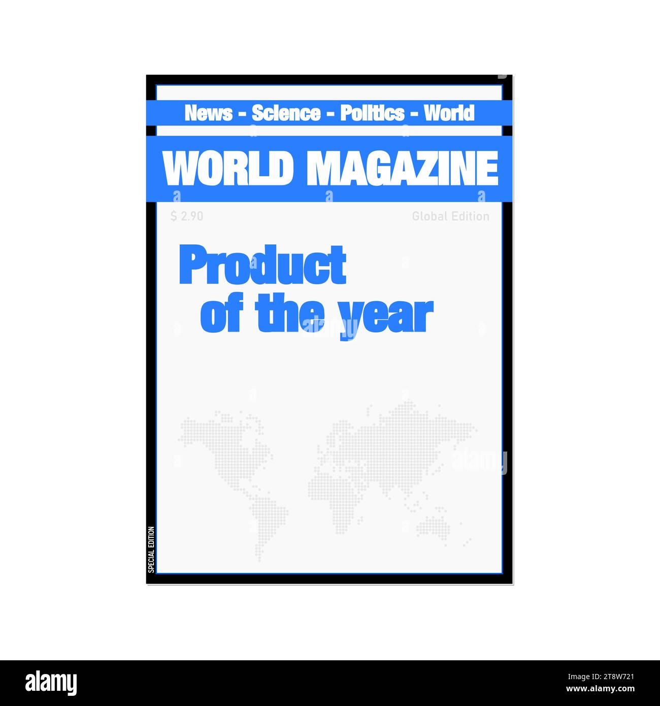 Magazine front cover template. Blank vector generic magazine mockup ...