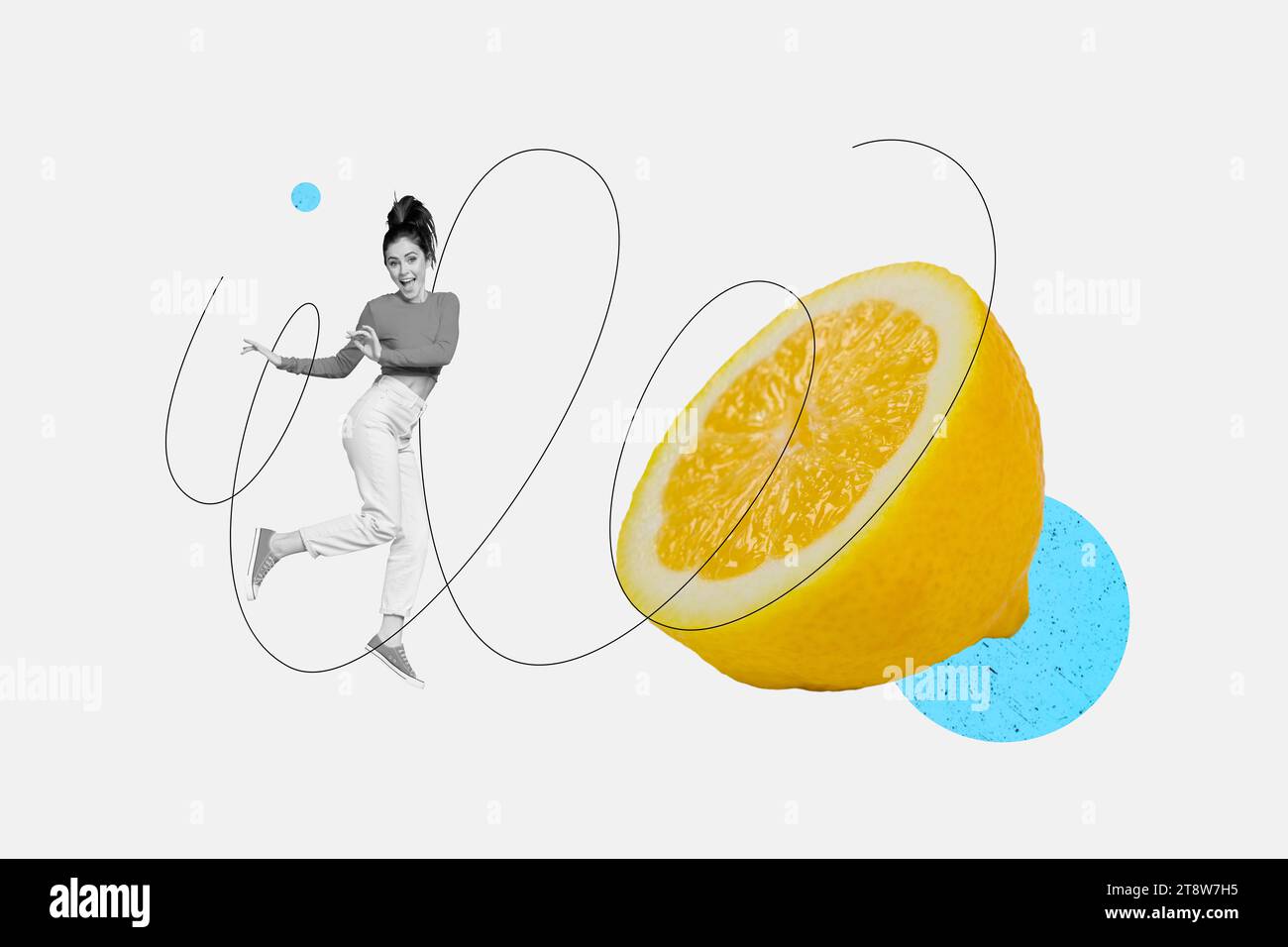 Creative artwork template collage of excited energetic positive female ...