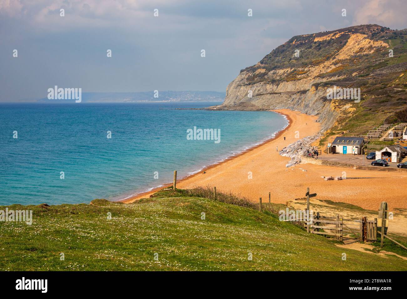 Golden Cap from Ridge Cliff at Seatown on the Jurassic Coast, Dorset ...