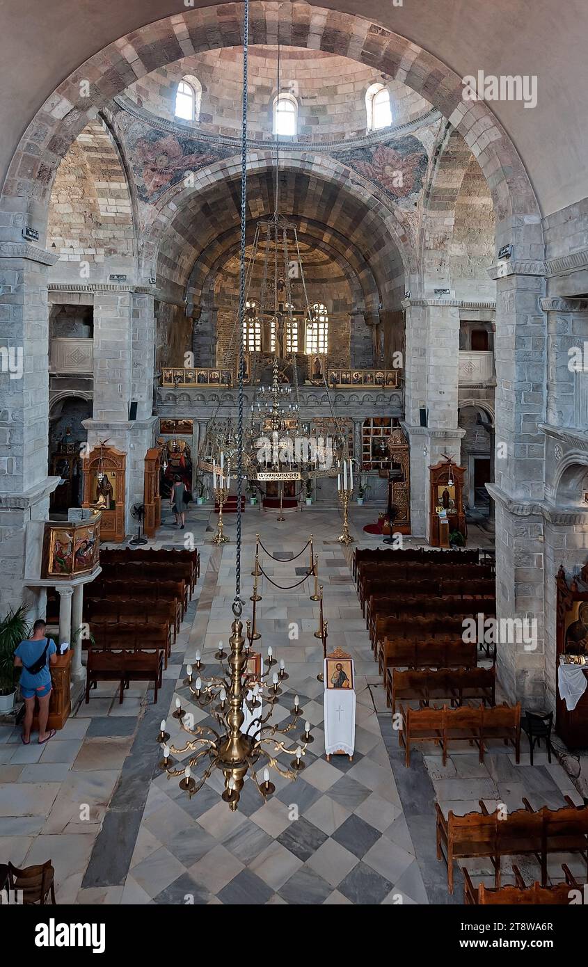 Interior of the Panagia Ekatontapyliani (also known as the Church of ...