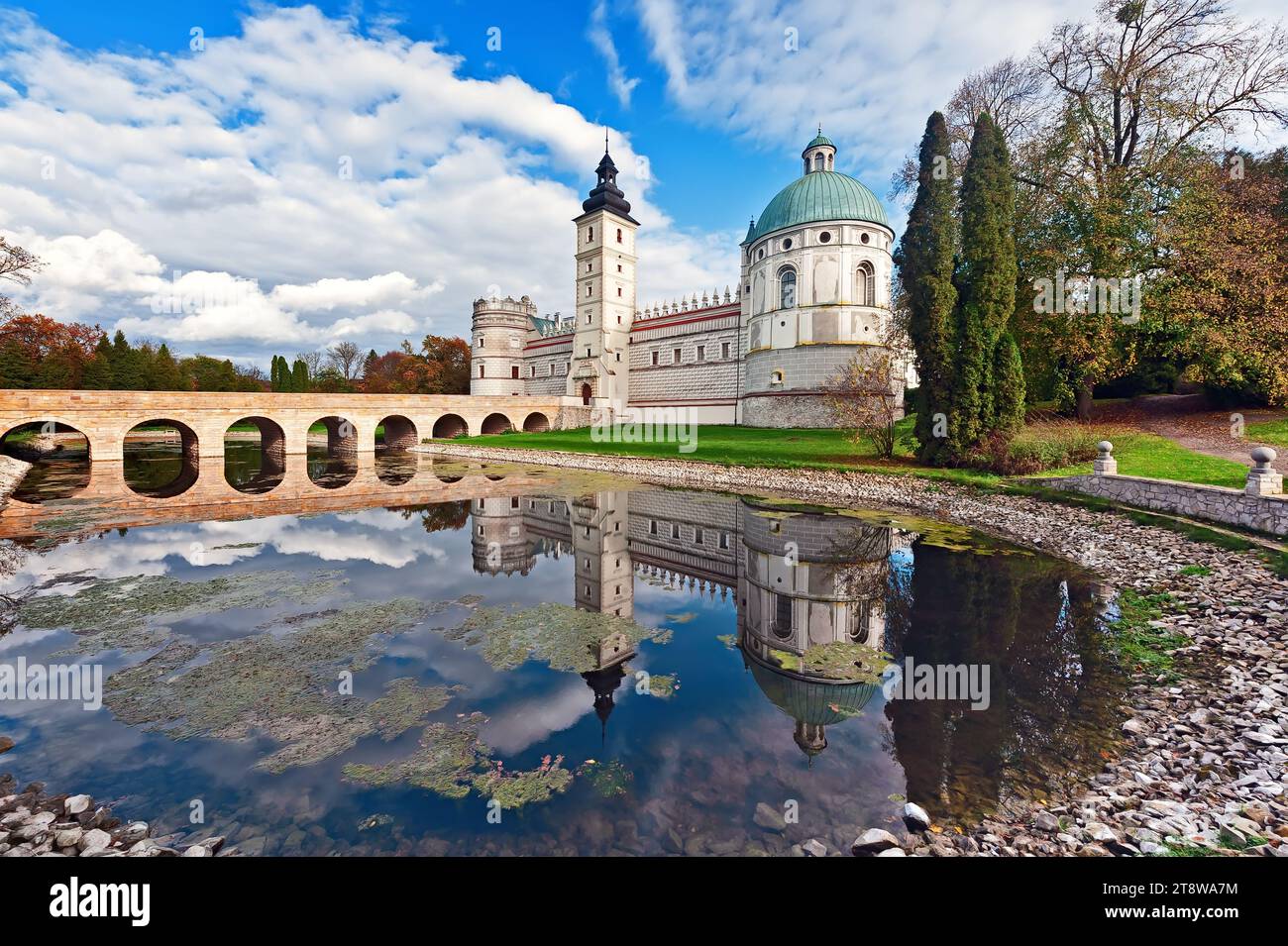 Krasiczyn Castle in Krasiczyn Poland and its reflection in the pond ...