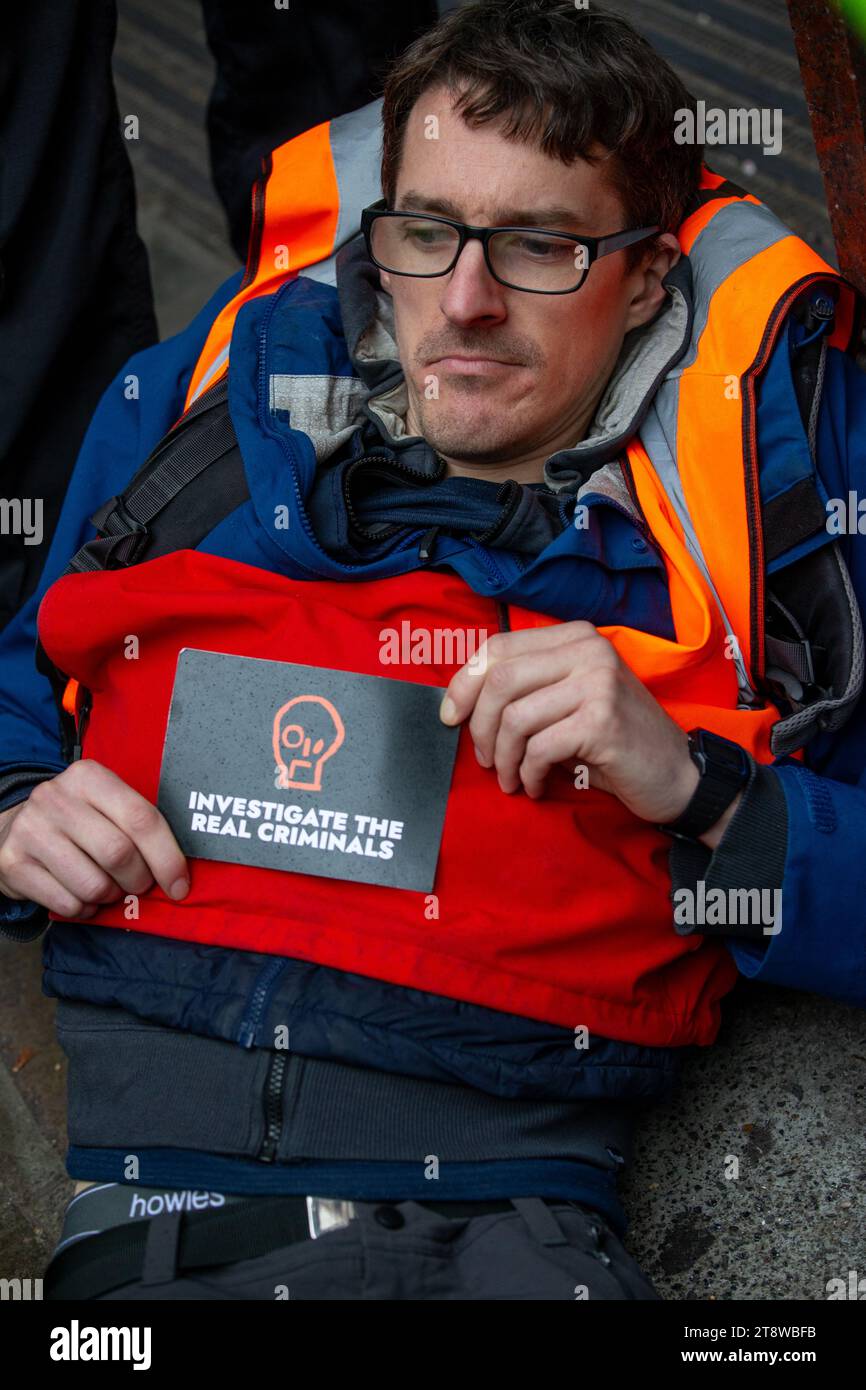 London, UK. 21st Nov, 2023. Just Stop Oil protesters in Whitehall where ...