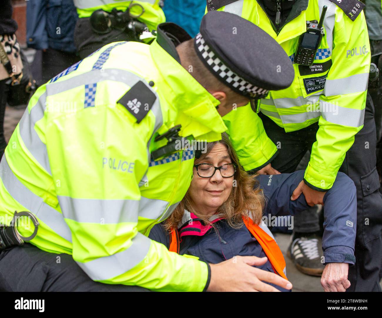 London, UK. 21st Nov, 2023. Just Stop Oil protesters in Whitehall where ...