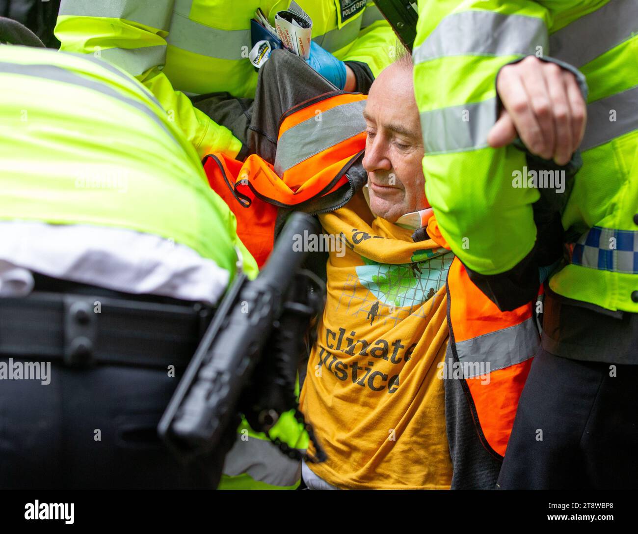 London, UK. 21st Nov, 2023. Just Stop Oil protesters in Whitehall where ...