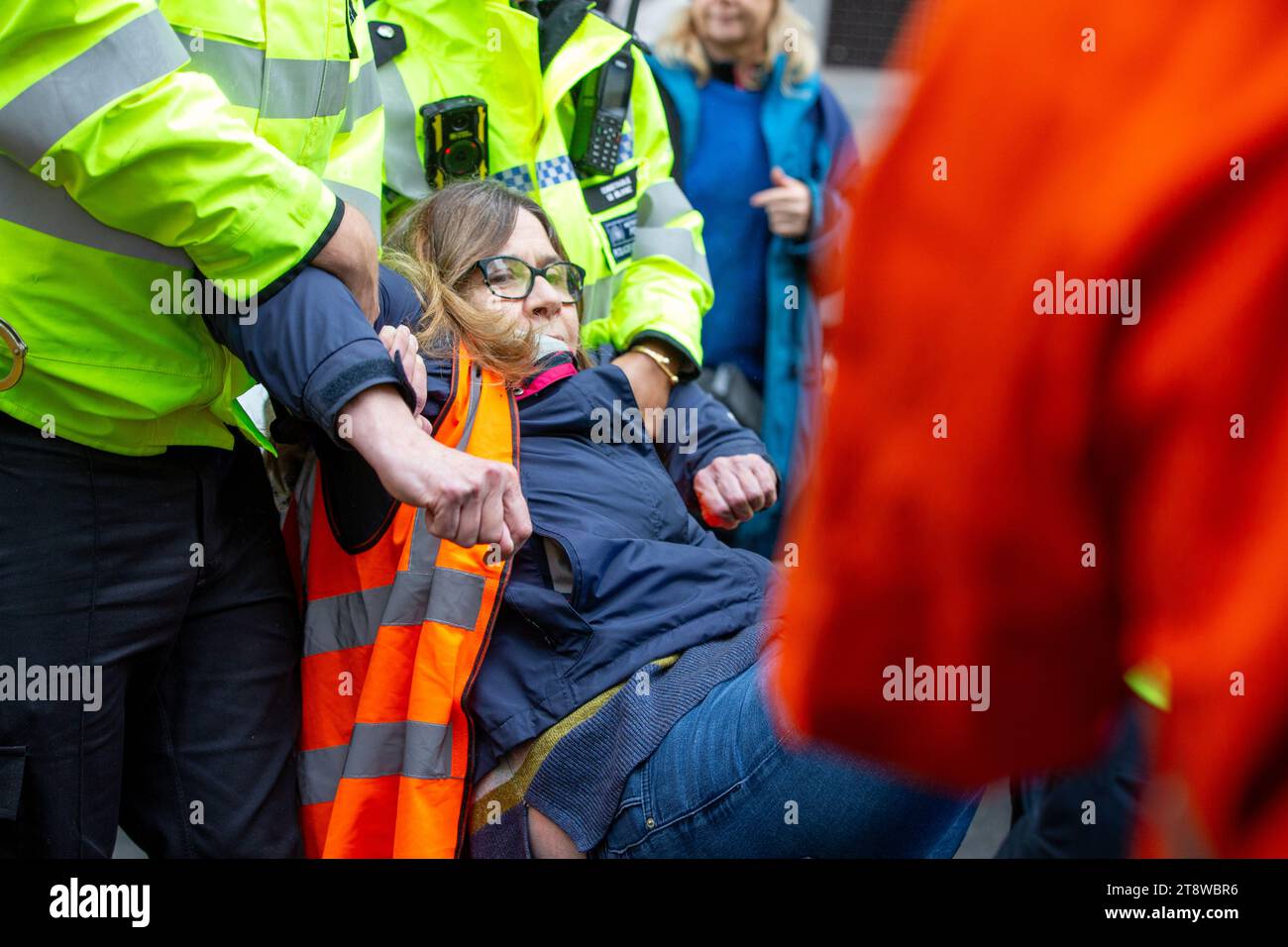 London, UK. 21st Nov, 2023. Just Stop Oil protesters in Whitehall where ...