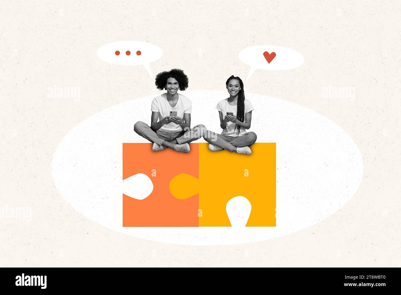 Composite creative collage idea of young family happy relationships man ...