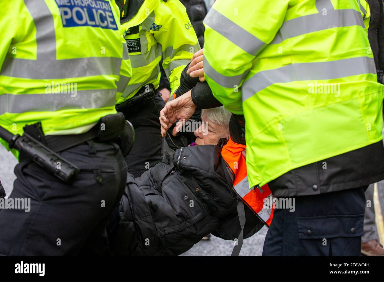 London, UK. 21st Nov, 2023. Just Stop Oil protesters in Whitehall where ...