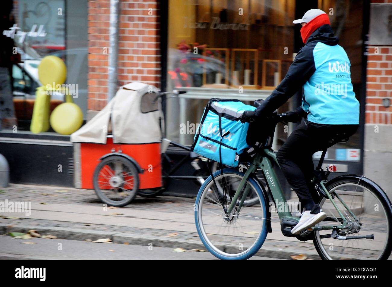 Copenhagen, Denmark /21 November 2023/. Wolt partner food delivery ...