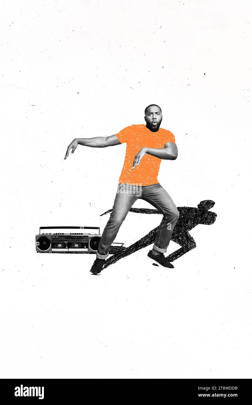 Vertical illustration collage image of funny youth guy hipster resting ...