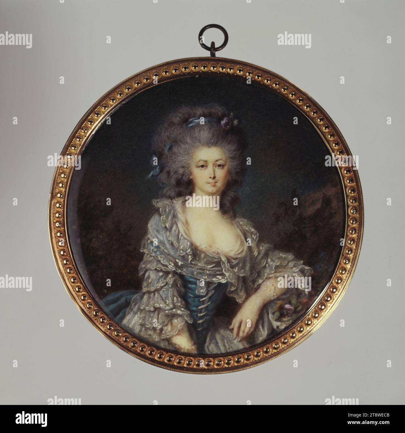 Presumed portrait of the Countess of Angiviller in a blue dress with ...