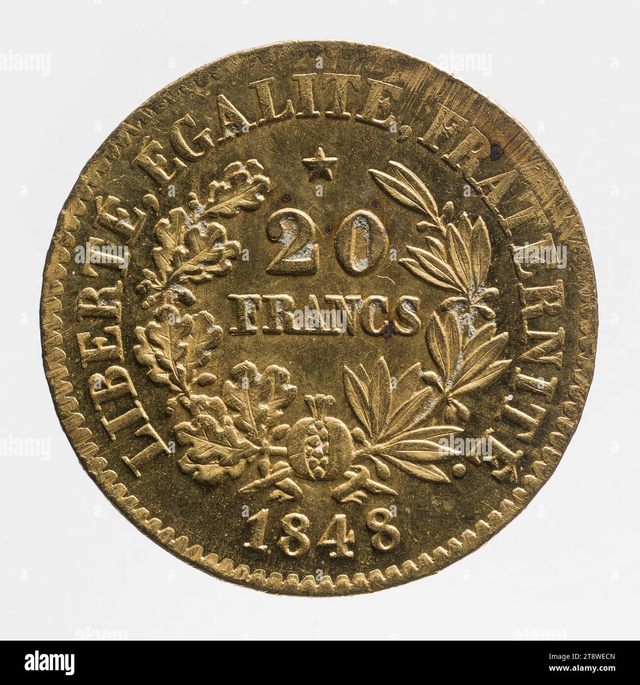 Test for the coin of 20 francs of the Second Republic, 1848, Leclerc ...