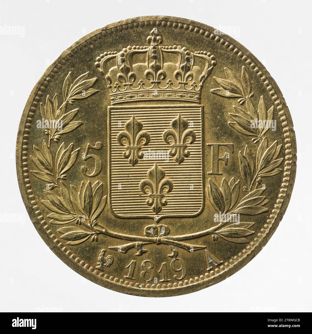 Gold assay for the 5 francs coin of Louis XVIII, 1823, Michaut, Auguste ...