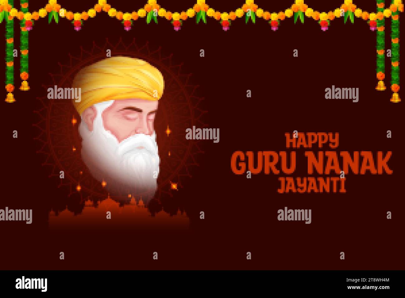 illustration of Happy Gurpurab, Guru Nanak Jayanti festival of Sikh celebration background Stock ...