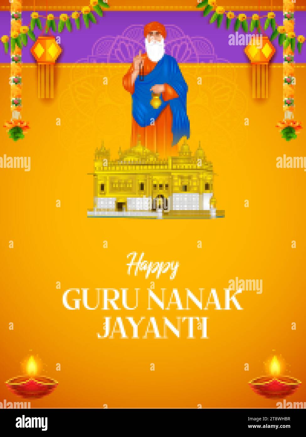 illustration of Happy Gurpurab, Guru Nanak Jayanti festival of Sikh celebration background Stock ...