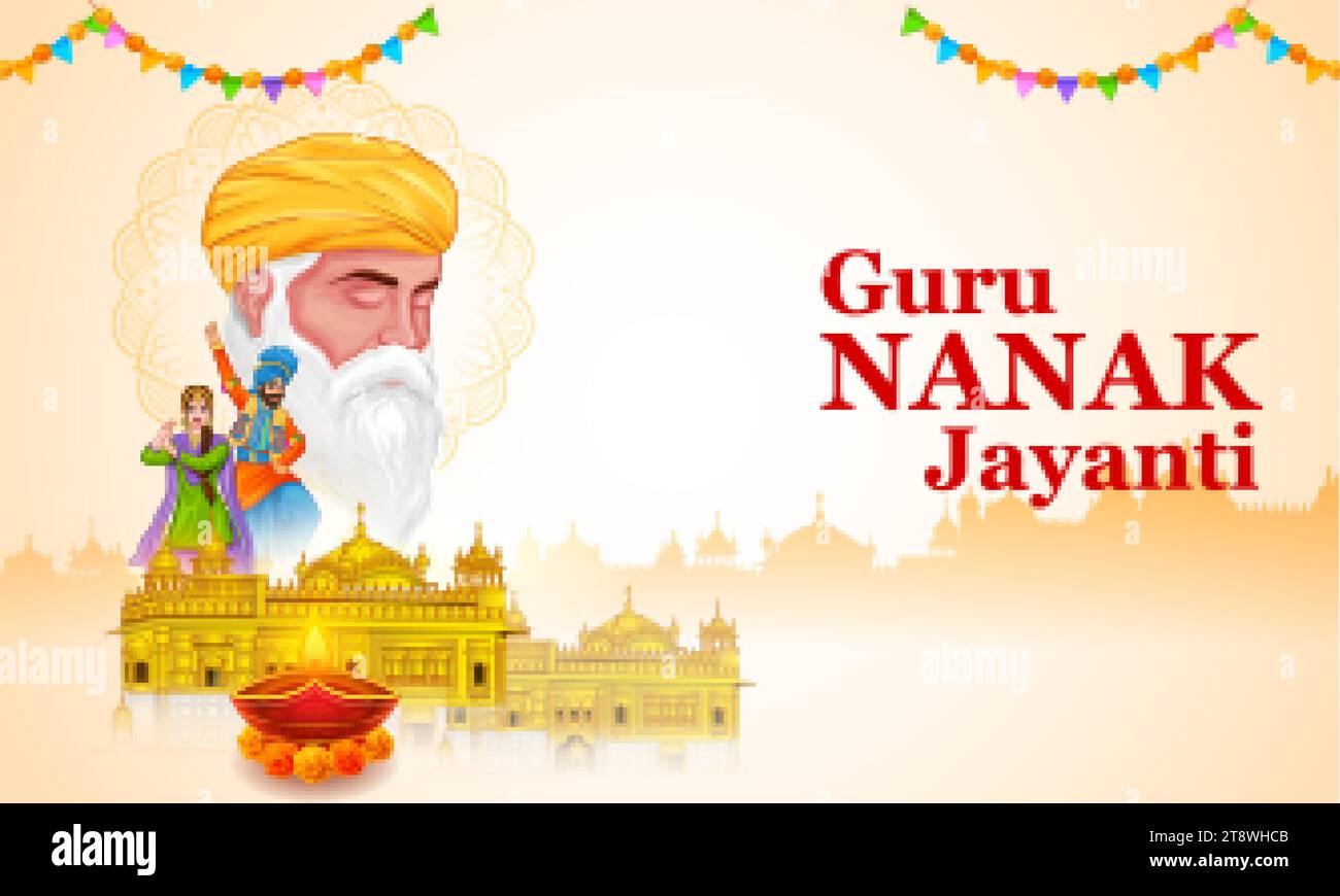 illustration of Happy Gurpurab, Guru Nanak Jayanti festival of Sikh celebration background Stock ...