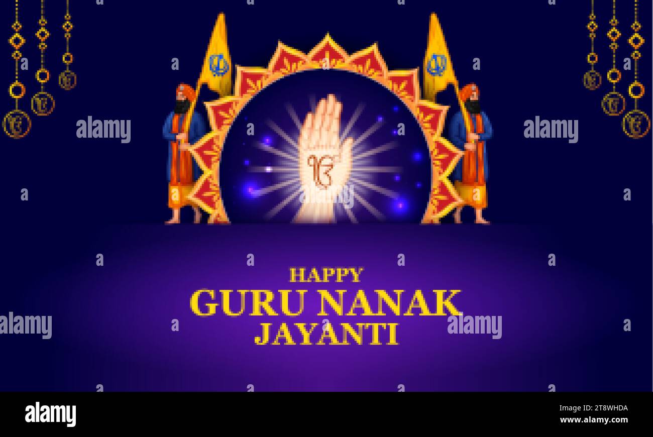 illustration of Happy Gurpurab, Guru Nanak Jayanti festival of Sikh celebration background Stock ...