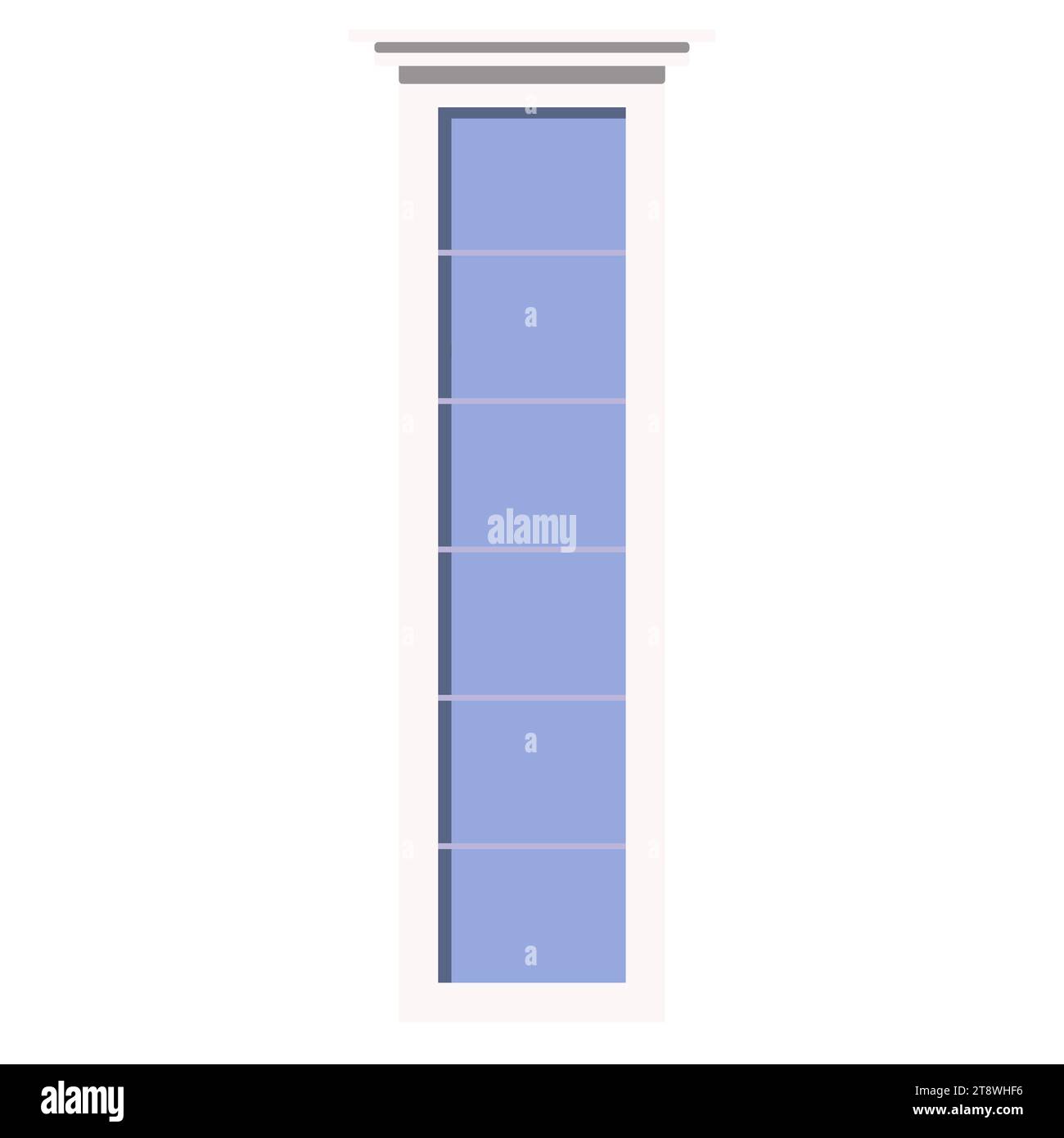 Narrow long window with bars for home isolated on white background ...