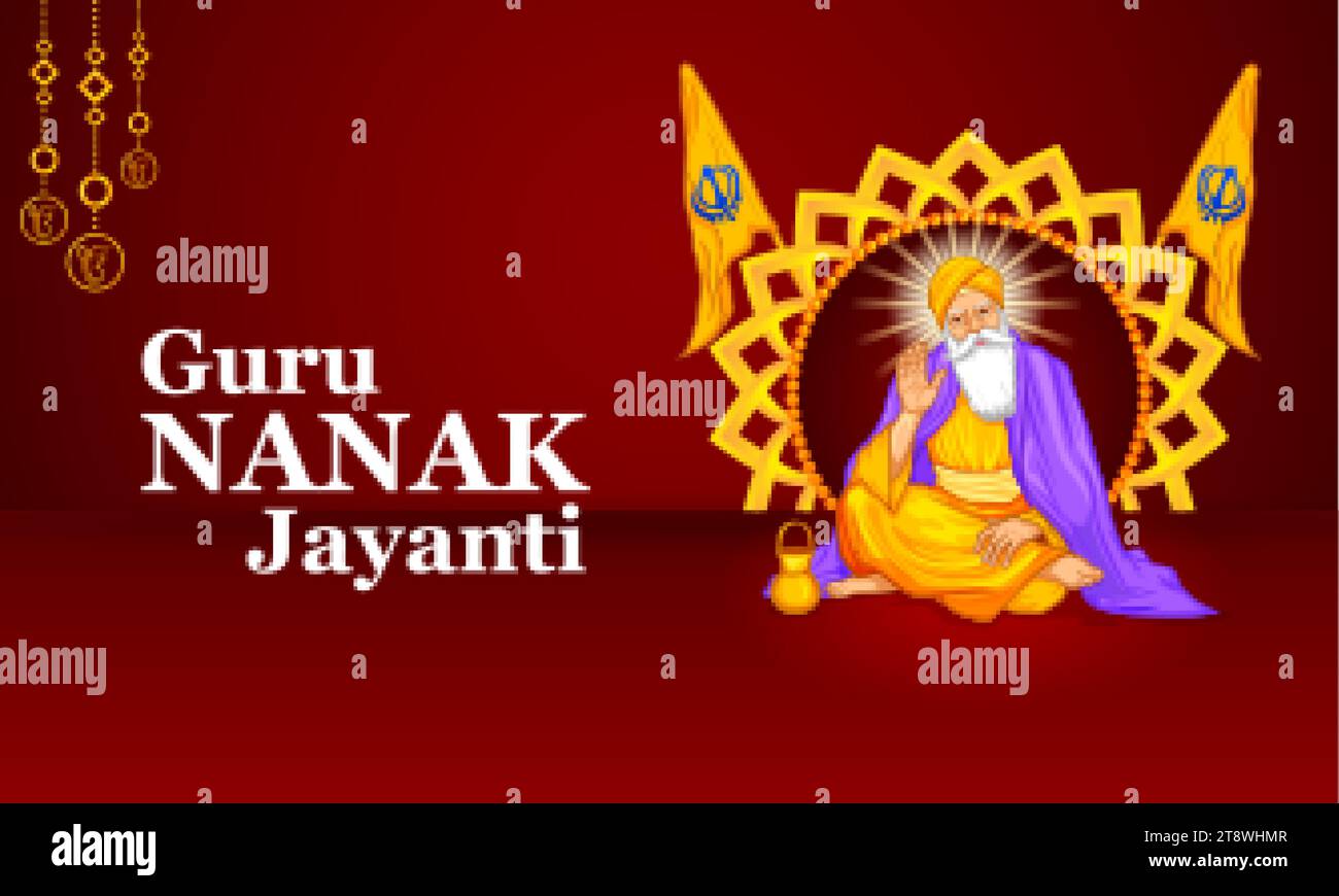illustration of Happy Gurpurab, Guru Nanak Jayanti festival of Sikh celebration background Stock ...