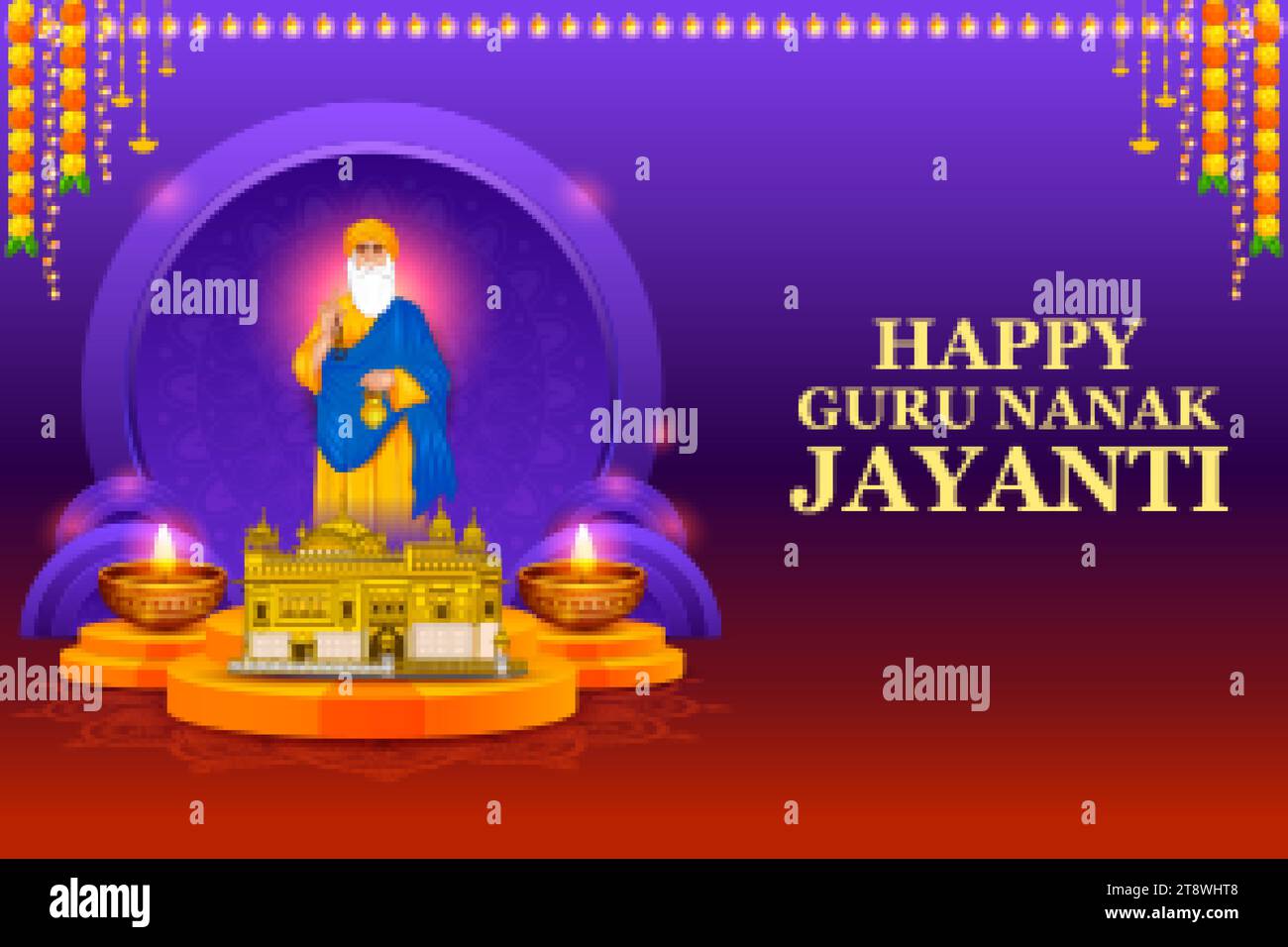 illustration of Happy Gurpurab, Guru Nanak Jayanti festival of Sikh celebration background Stock ...