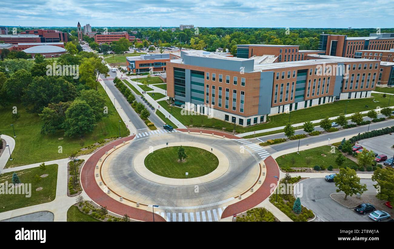 Roundabout aerial at Ball State campus university Muncie, Indiana Stock ...