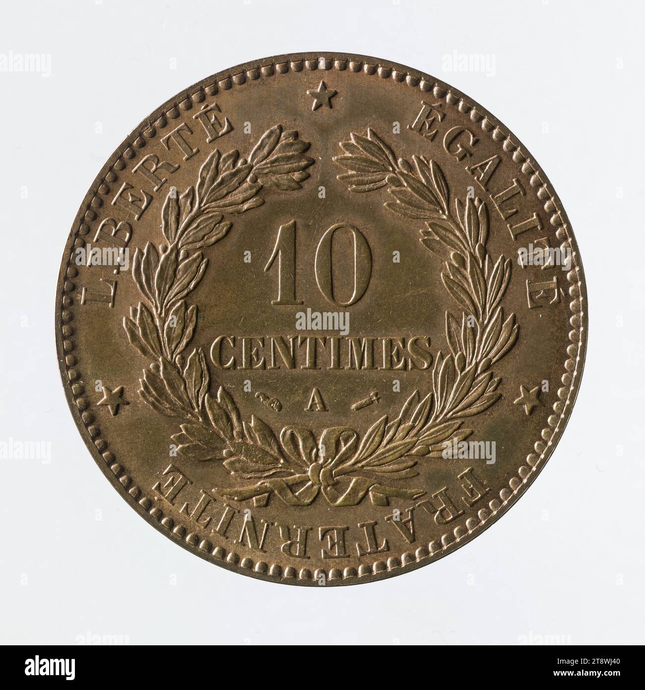 Coin of 10 centimes in bronze of the IIIrd Republic, 1880, Oudiné ...