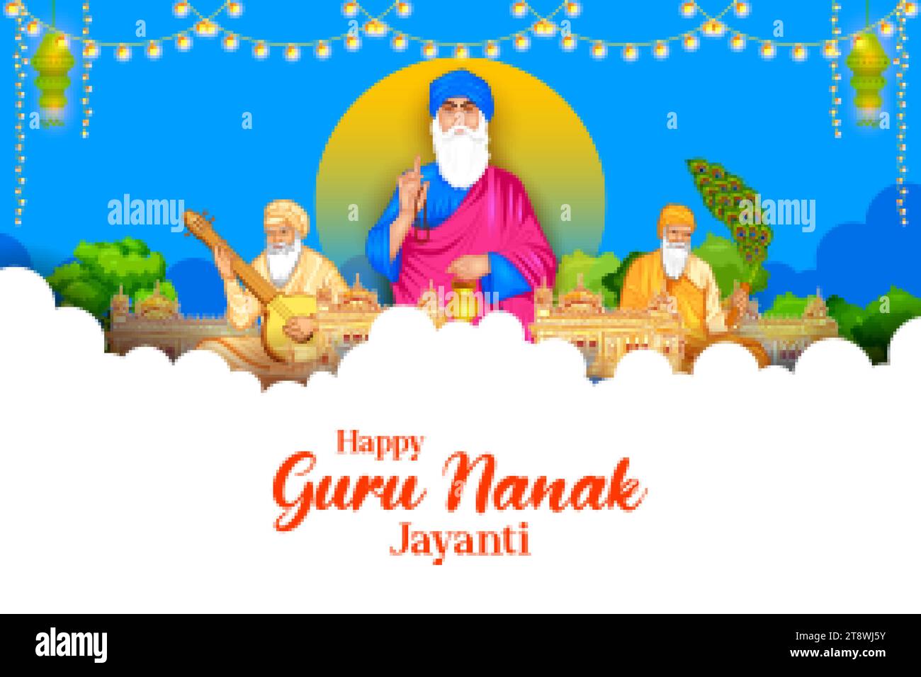 illustration of Happy Gurpurab, Guru Nanak Jayanti festival of Sikh ...